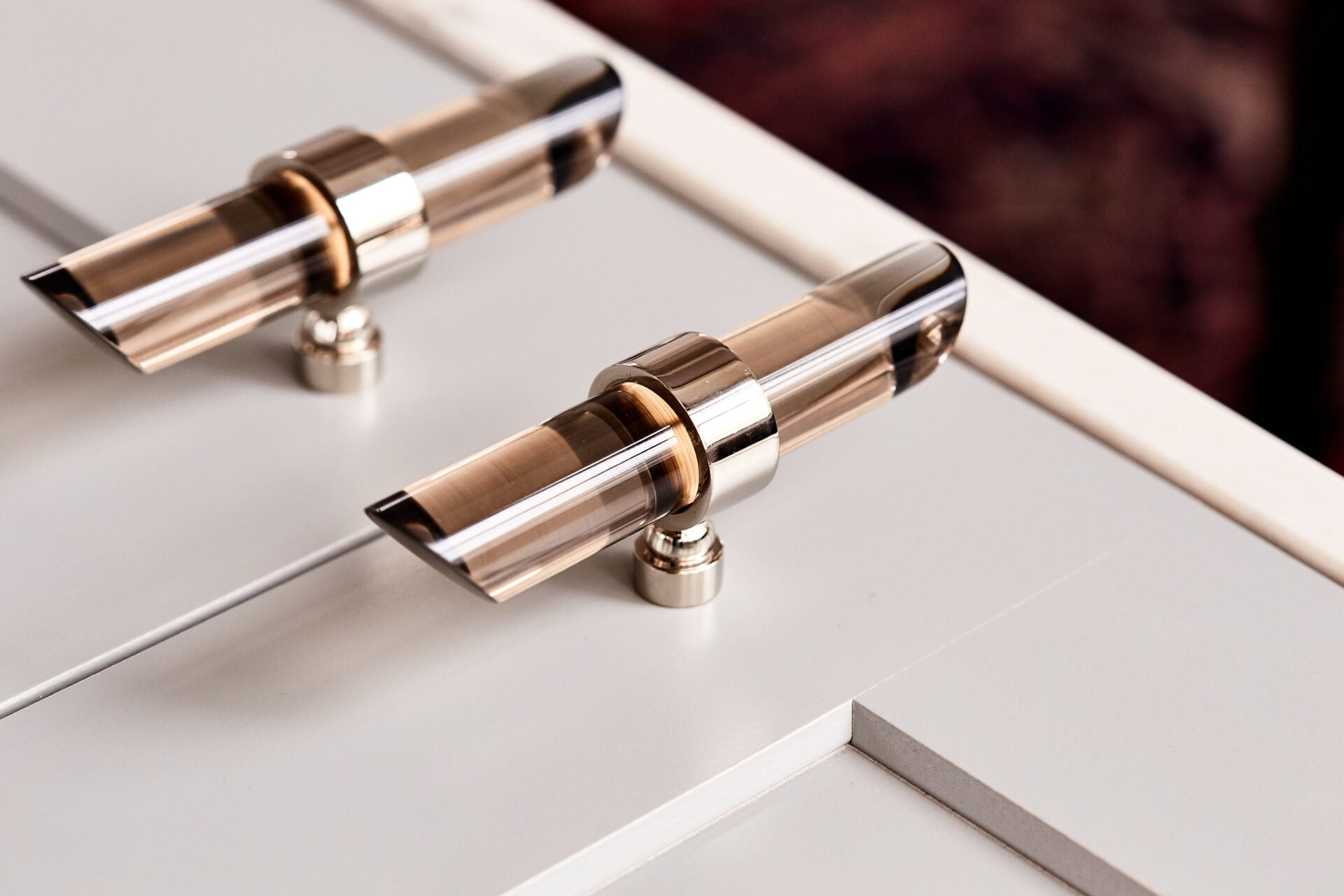Angled Crown Lucite Drawer Pull - Smoke Crown Post - Handles