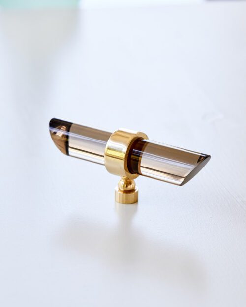 Angled Crown Lucite Drawer Pull - Smoke Crown Post - Handles