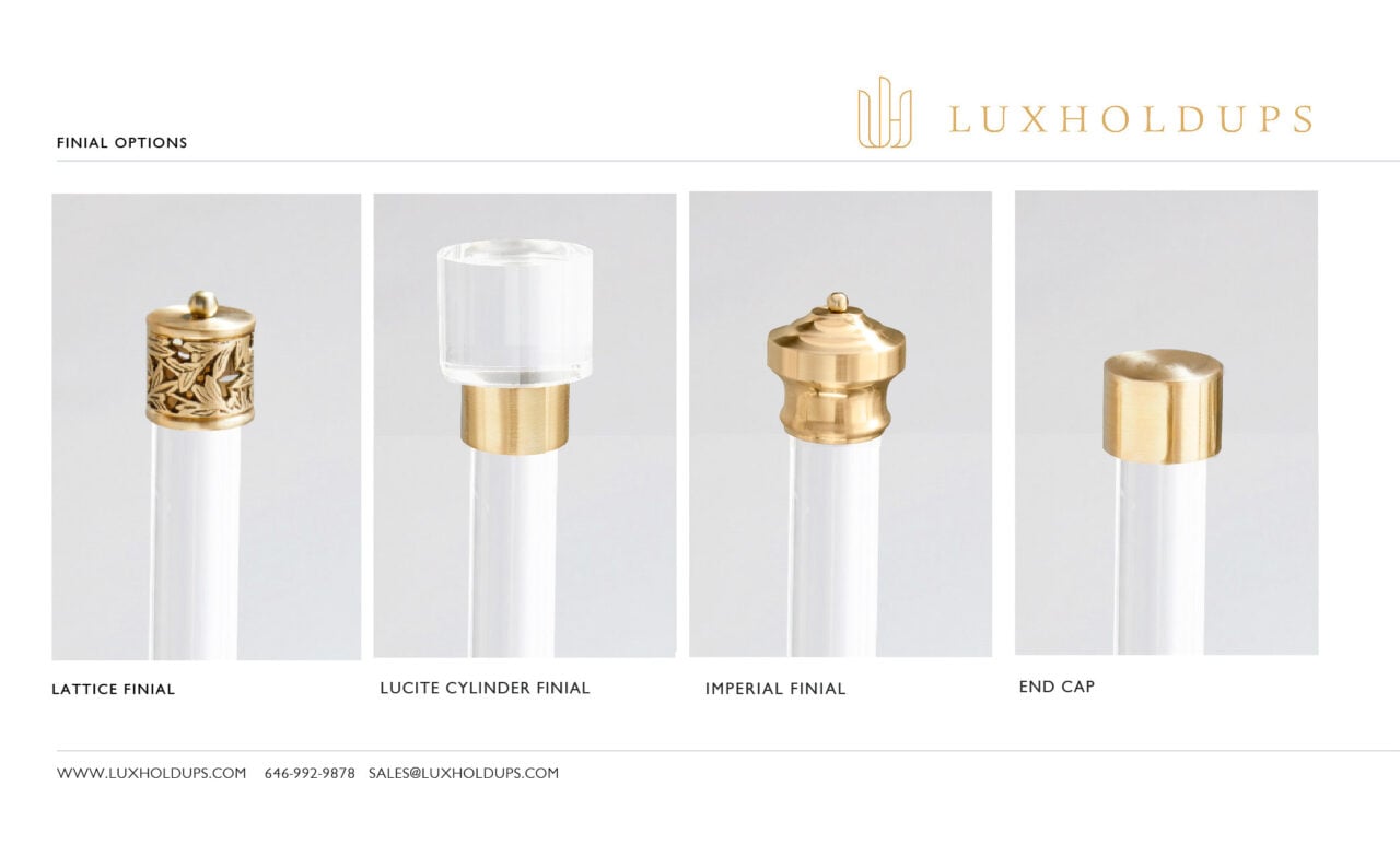 Clear Cylinder Lucite Curtain Rod Finial | Drapery Hardware | Luxholdups